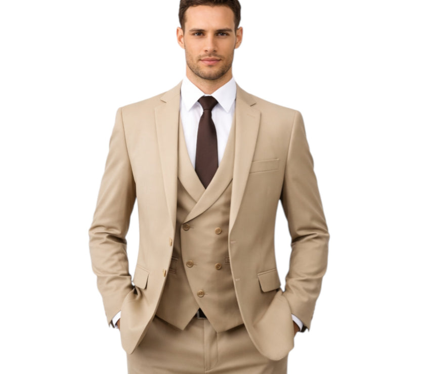 3 Piece Beige Suit | Mens Beige Suits Online - The Designer Warehouse ...